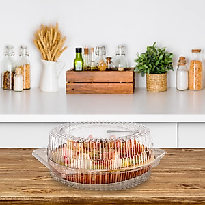40 Pcs Disposable Pie Keeper Clear Plastic Dessert Containers with Hinged Locking Lids Round Pie Carrier Clamshell Takeout Food Containers for Flan Doughnut Cookies Salads Fruits Vegetables - 6 inch