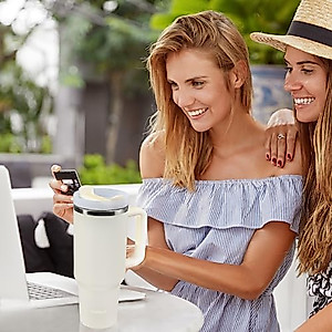 40 Oz Tumbler with Handle, Leak-proof Lid and Draw, Double Layer Reusable Insulated Vacuum Cup Stainless Steel Travel Coffee Mug, Thermo for Hot and Cold Beverages