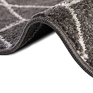 Unique Loom Trellis Frieze Collection Area Rug - Geometric (4' 1" Round, Dark Gray/ Ivory)