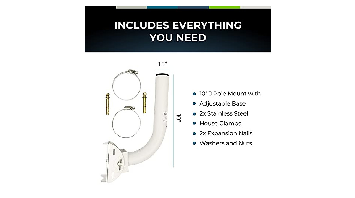 Bolton Technical 10" J Pole Mount for Outdoor Antennas & Signal Boosters