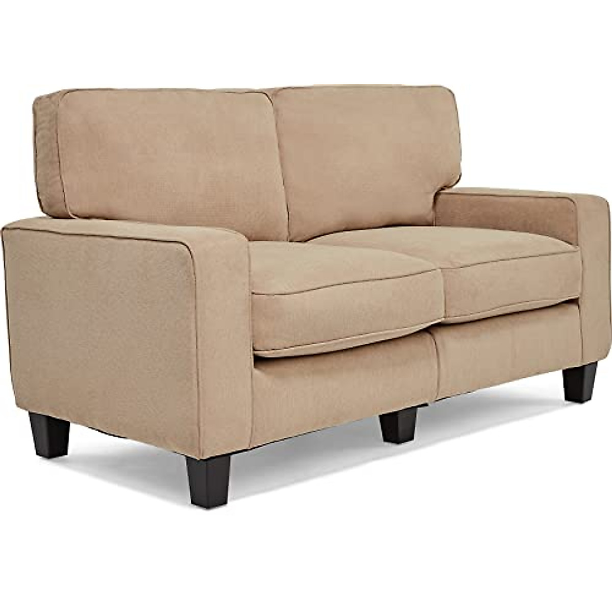 Serta Palisades Upholstered Sofas for Living Room Modern Design Couch, Straight Arms, Soft Fabric Upholstery, Tool-Free Assembly, 61" Loveseat, Sand Beige