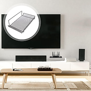 FOMIYES Projector Stand Wall Floating Shelves WiFi Router Storage Box TV Set Shelf Wall Hanging Plug Board Bracket Cable Storage Organizer for Bedroom Living Room Black Projector Mount