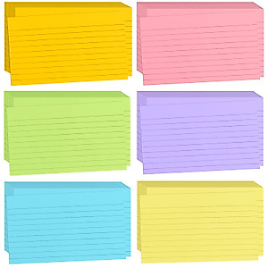 Tecmisse 1200 PCS Ruled Index Cards, 3x5 Inches Colorful Index Cards, Heavy Note Cards, Study Cards for School, Learning, Memo Scratch Pad, 6 Colors