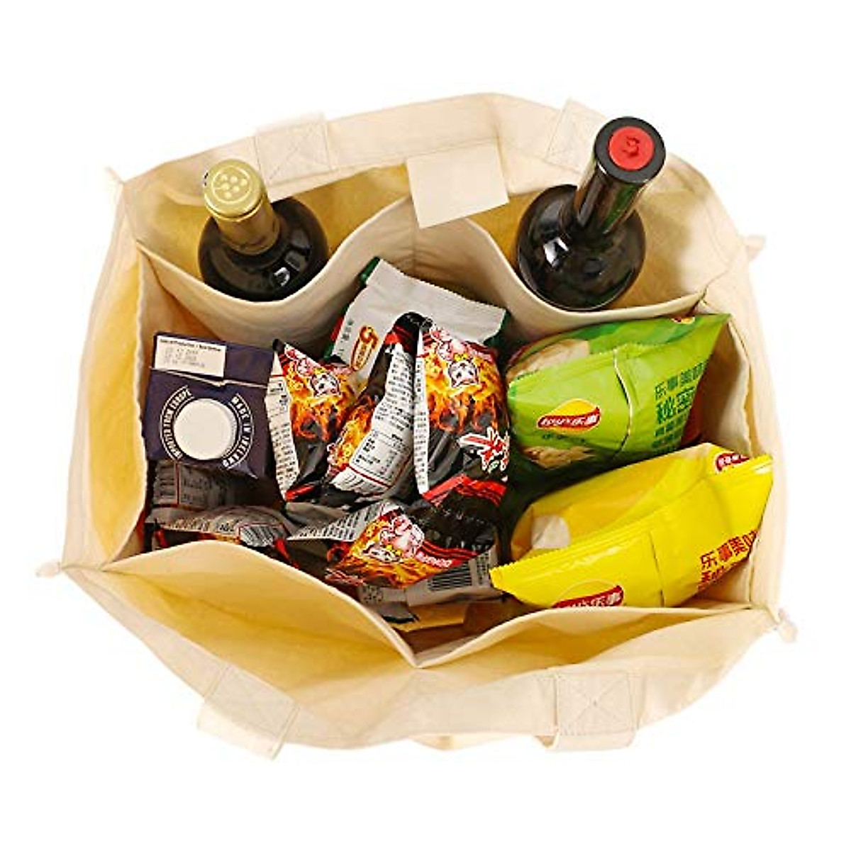 Best Canvas Grocery Shopping Bags 2 Pack - Canvas Grocery Shopping Bags with Handles - Cloth Grocery Tote Bags - Reusable Shopping Grocery Bags - Organic Cotton Washable & Eco-friendly Bags