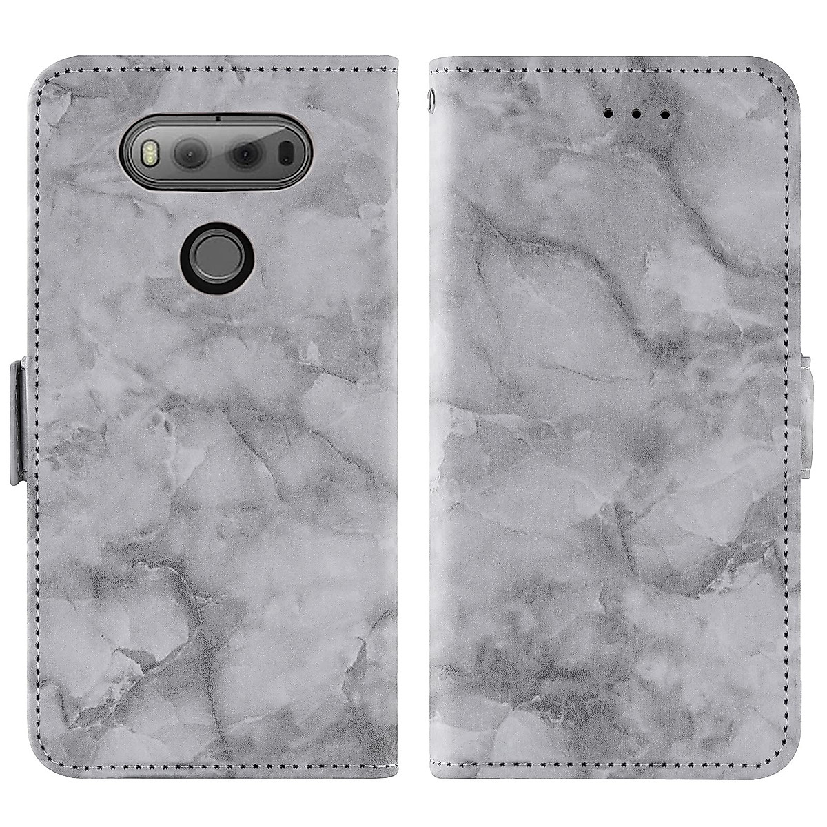 Asuwish Compatible with LG V20 Case and Tempered Glass Screen Protector Cell Accessories Card Holder Slot Kickstand Protective Hybrid Flip Folio Marble Wallet Phone Covers for LGV20 LG20 V 20 Black