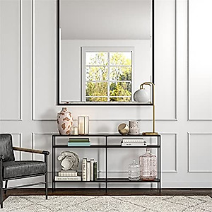 Henn&Hart 55" Wide Rectangular Console Table with Metal Shelves in Blackened Bronze, Entryway Table, Accent Table for Living Room, Hallway