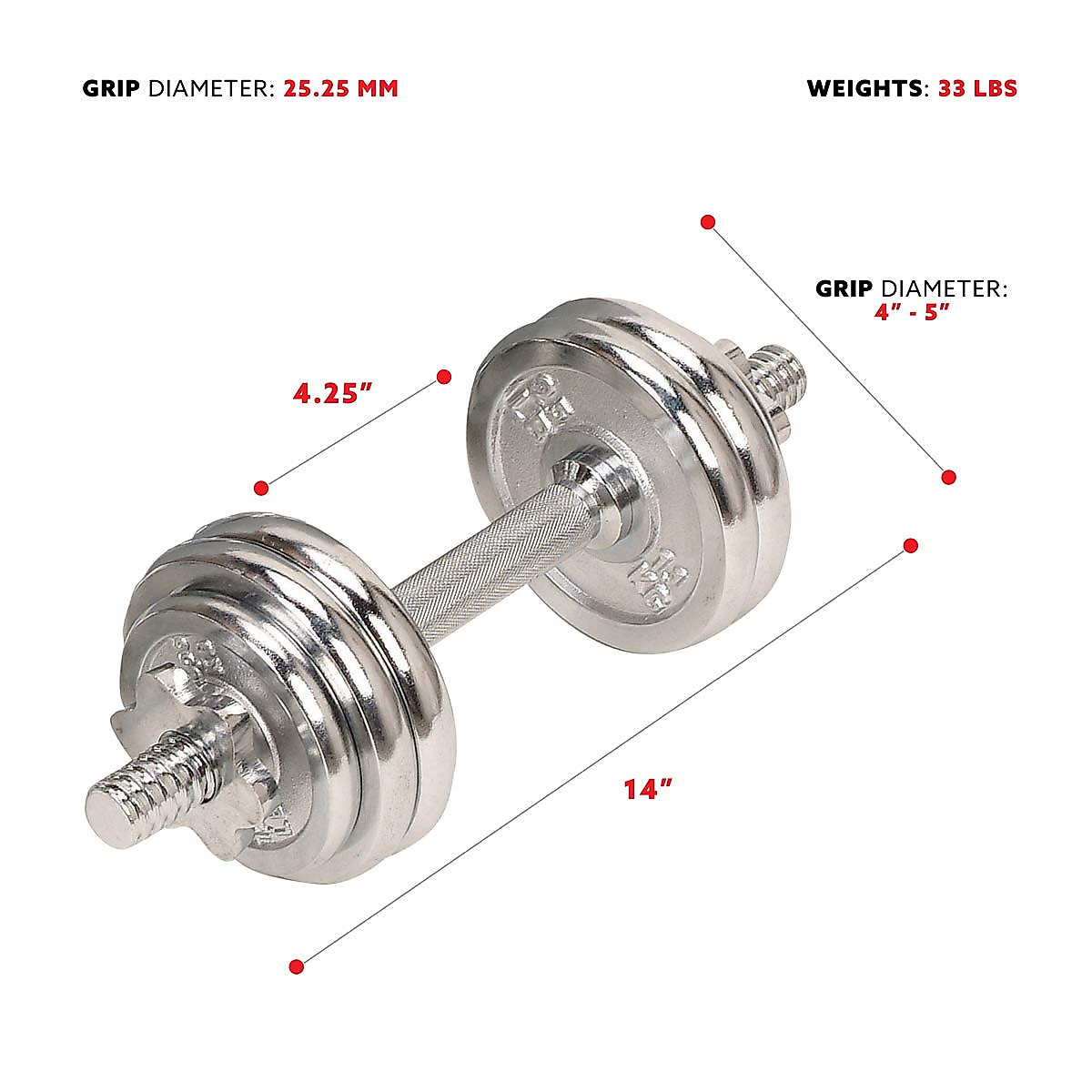 Sunny Health & Fitness 33lb Chrome Dumbbell Set w/ Carry Case - NO. 014