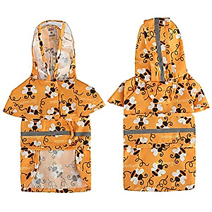 KTHZI Dog Raincoat Adjustable Pet Waterproof and Windproof Clothes Lightweight Rain Jacket Poncho for Hoodies with Strip Reflective(Bee,Medium，Y44)