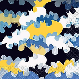Batman Birthday Party Supplies Pack for 16 Guests with Batman Masks, Plates, Cups, Napkins, Table Cover, Birthday Banner and an Exclusive Pin, by Another Dream