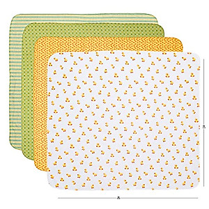 Cuddles & Cribs Baby Receiving Blankets – 100% Cotton Flannel Receiving Blankets - Chicks & Paws - Pack of 4-30 x 30 Inches