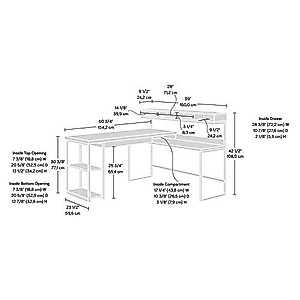 Sauder Transit L-Desk, Salt Oak finish