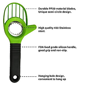 Avocado 3 Piece Set Avocado Slicer, Knife, Peeler, Pitter, Cuber, Dicer, Keeper For Everything That You Will Ever Need For Your Avocados