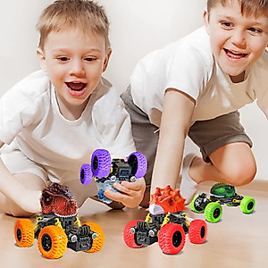 FFTROC Wooden Stacking Dinosaur Toys and Large Size Dinosaur Toys for Boys Cars