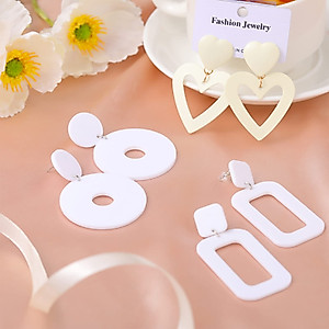 3 Pairs Retro Acrylic Earrings 70s 80s Outfit Costume Accessories Double Love Heart Halloween Christmas Dangle Earrings Disco Ball Neon Earrings for Women Gifts