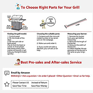 Hisencn Grill Burner Tube Replacement for Brinkmann 810-2511-S, 810-2512-S, 810-3660-S, 810-4220-S,  810-4535-S and more Gas Grill Models, 15 5/16 inch Stainless Steel Burner Pipe