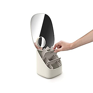 Joseph Joseph Viva Makeup Cosmetic Storage Organizer, Large with Mirror, Shell