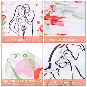 DPKOW Pink White Just Married Banner (6x3 feet) - Premium Wedding Engagement Party Decoration, Bridal Shower Door Cover, Romantic Rose Design, Tear Resistant, Reusable