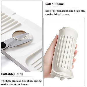 Rousytn Sink Splash Guard Mat 17.8 inch Faucet Mat Silicone Faucet Handle Drip Catcher Tray Longer Sink Mat for Kitchen, Bathroom, Laundry Room