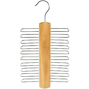 HANGERWORLD Wooden Tie Hanger Space Saving for up to 20 Belts and Ties Organizer