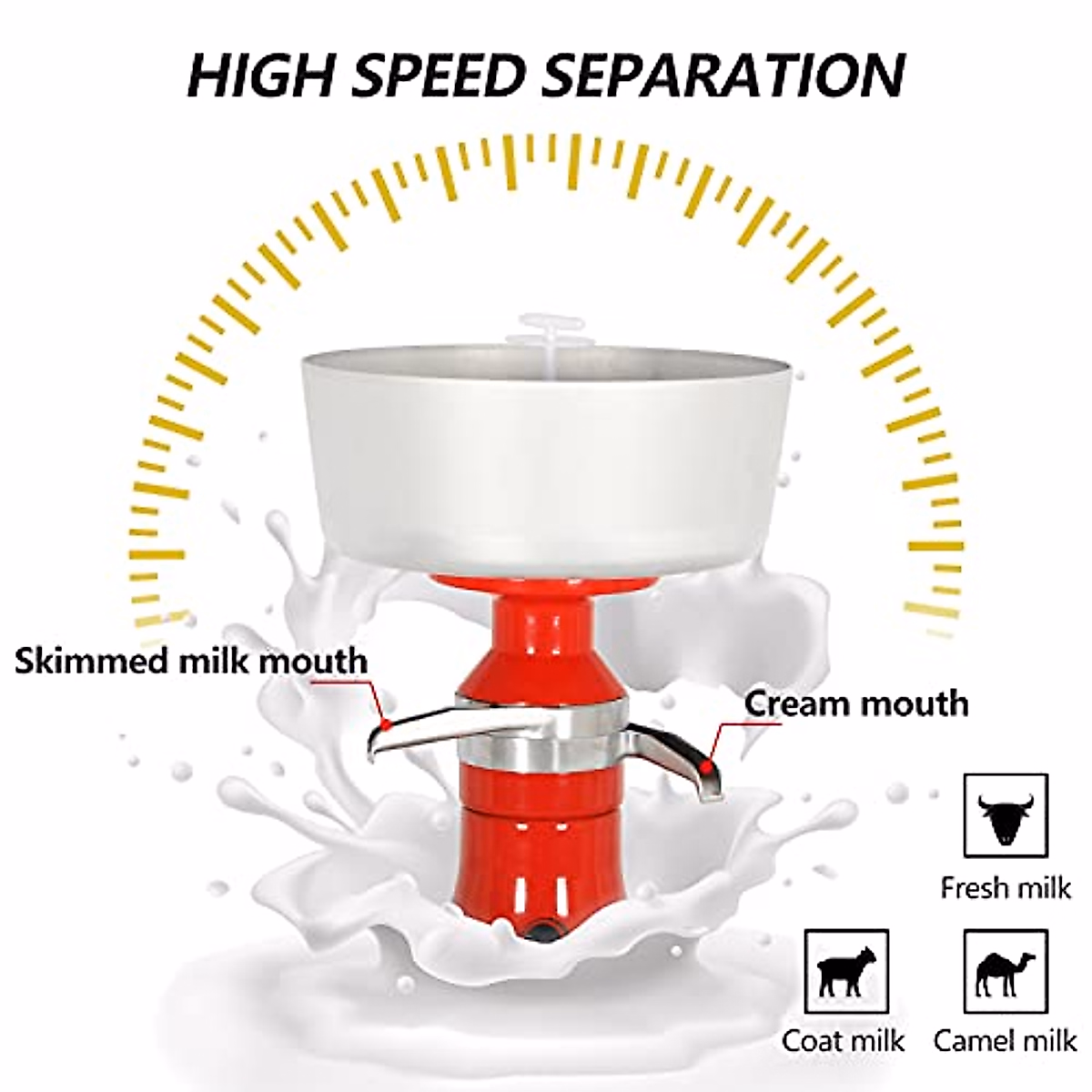 Milk Cream Centrifugal Separator Electric Cream Separator Stainless Steel 100L/H Goat Cow Milk Separator Turning Raw or Whole Milk into Cream and Skim Milk for 110V 100W