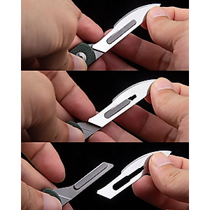 TENCHILON TG31 Compact Classic Slip Joint Scalpel Folding Pocket Knife, 10pcs #24 Replaceable Blade, 3.1 inches G10 Handle with Lanyard, Utility EDC Keychain Box Cutter (Black)