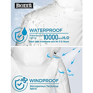 Skieer Women's Snow Jacket Hooded Soft Insulated Winter Ski Snowboard Coat(White,X-Large)