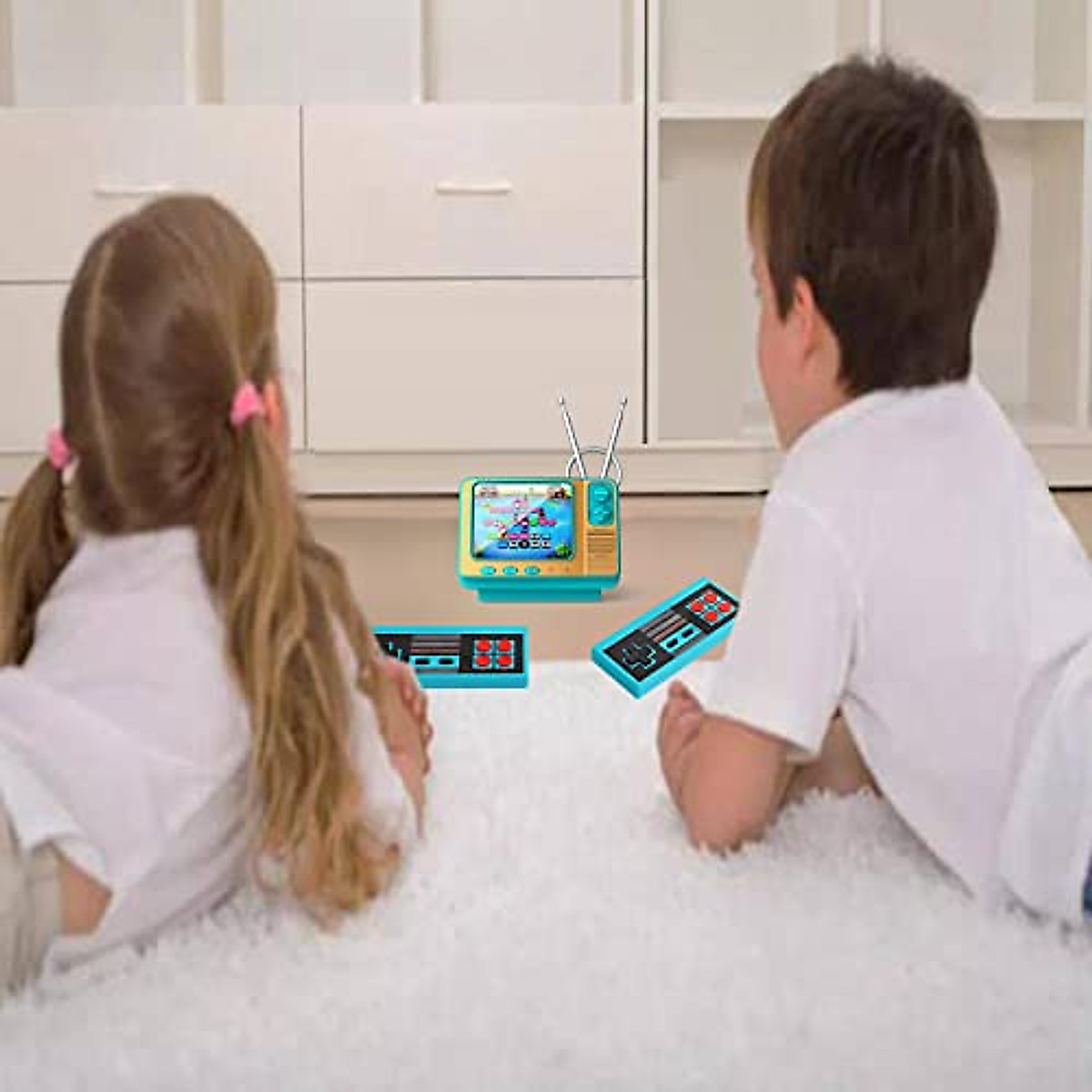 Retro Video Games Console for Kids Adults Built-in 308 Classic Electronic Game 3.0'' Screen Mini TV Games Console Support TV Output and USB Charging Birthday Xmas Gift for Boys Girl 4-12 (Blue)