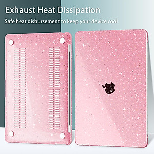 May Chen Compatible with MacBook Air 13 inch Case 2021 2020 2019 2018 Release Models: M1 A2337 A2179 A1932, Plastic Hard Shell Case for Mac Air 13 inch with Retina Fits Touch ID, Pink Glitter