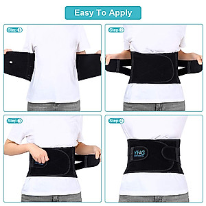 Adjustable Lumbar Belt, Waist Belt with Curved Aluminum Strips, Breathable Mesh Panels Dual Adjustable Hook and Loop Closure for Herniated Disc, Sciatica Pain Relief and Injury Prevention (Black M)