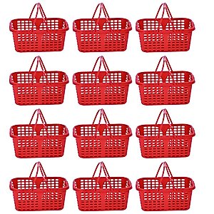 Cabilock 20pcs Small Fruit Basket Strawberry Cherry Basket Plastic Handle Basket Container Red Mini Shopping Basket Kids Adult Fruit Picking Basket 23. 5x17x11cm Random Patterns