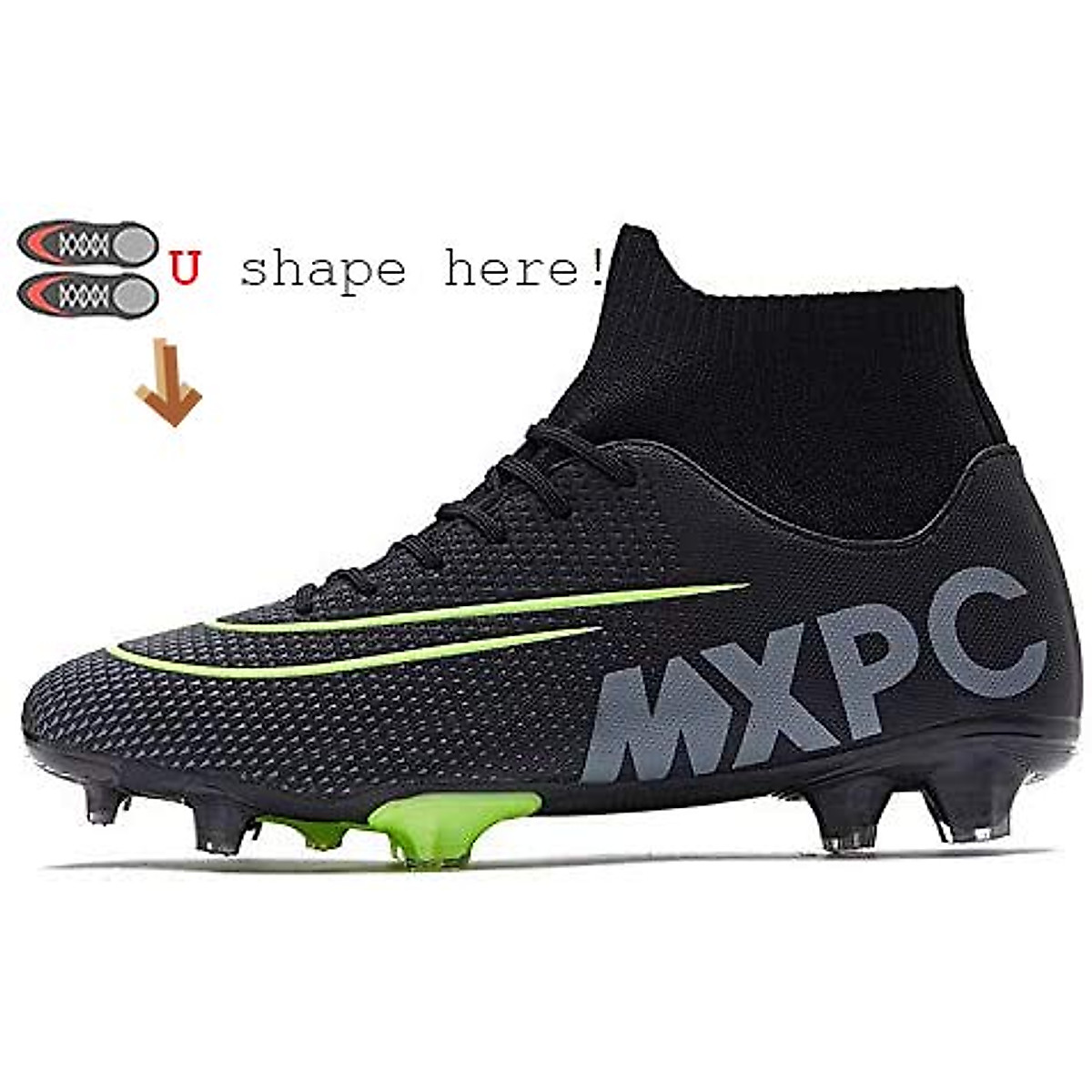 GTY Men's Soccer Boots Football Cleats Firm Hightop Shoes for Training Athletic Black, 10