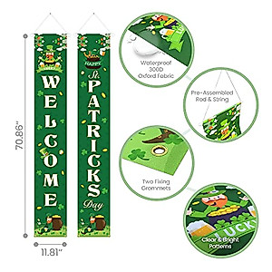 Epessa St Patricks Porch Sign, Irish Hanging Banner, Lucky Banner Decor, Happy St. Patrick's Day Porch for Home Wall Door Tree Classroom Office