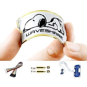 2.13inch Flexible E-Ink Display HAT for Raspberry Pi 4B/3B+/3B/2B/Zero/Zero W/WH and Jetson Nano,212X104 Pixel White Black Two Color Display Section Bendable SPI Interface Support Partial Refresh