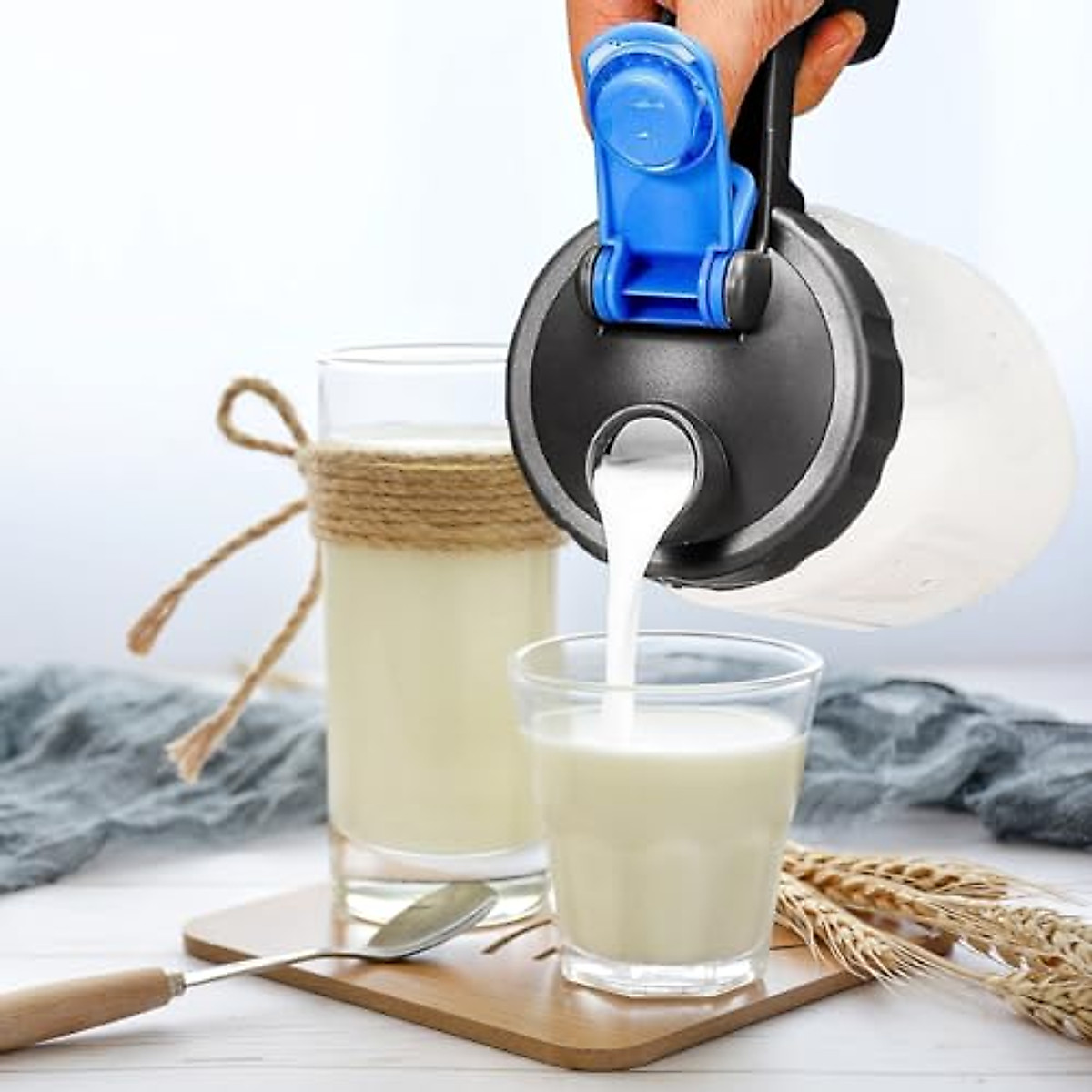 64 OZ Mason Jar Pitcher Wide Mouth, Glass Mason Jar Pitcher with Airtight Lid - 2 Quart Pitcher for Iced Tea, Cold Brew, Sun Tea, Juice, Coffee