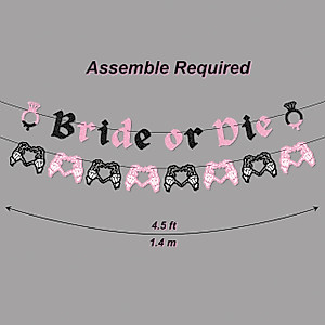 Bride or Die Bachelorette Banner, Gothic Engagement Banner with Skeleton Heart Garland for Halloween Bride to be Bridal Shower Decoration