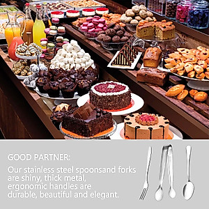 20 PCS Appetizer Forks Spoons and Tongs Mini Charcuterie Accessories Stainless Steel Sporks Teaspoons Serving Spoons for Party Small Utensils for Cocktail Salad Dessert