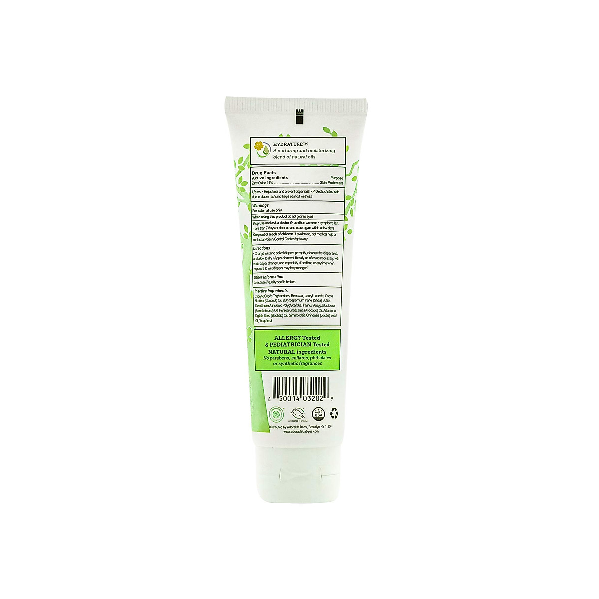 Adorable Baby Natural Diaper Rash Ointment, EWG Verified™ for Safety, Contains Hydrature™ for Added Moisturization, 3 oz.