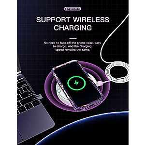 LONTECT iPhone 13 Pro Max Case - 6.7" Marble Shockproof Heavy Duty Cover for Girls & Women, Dark Purple