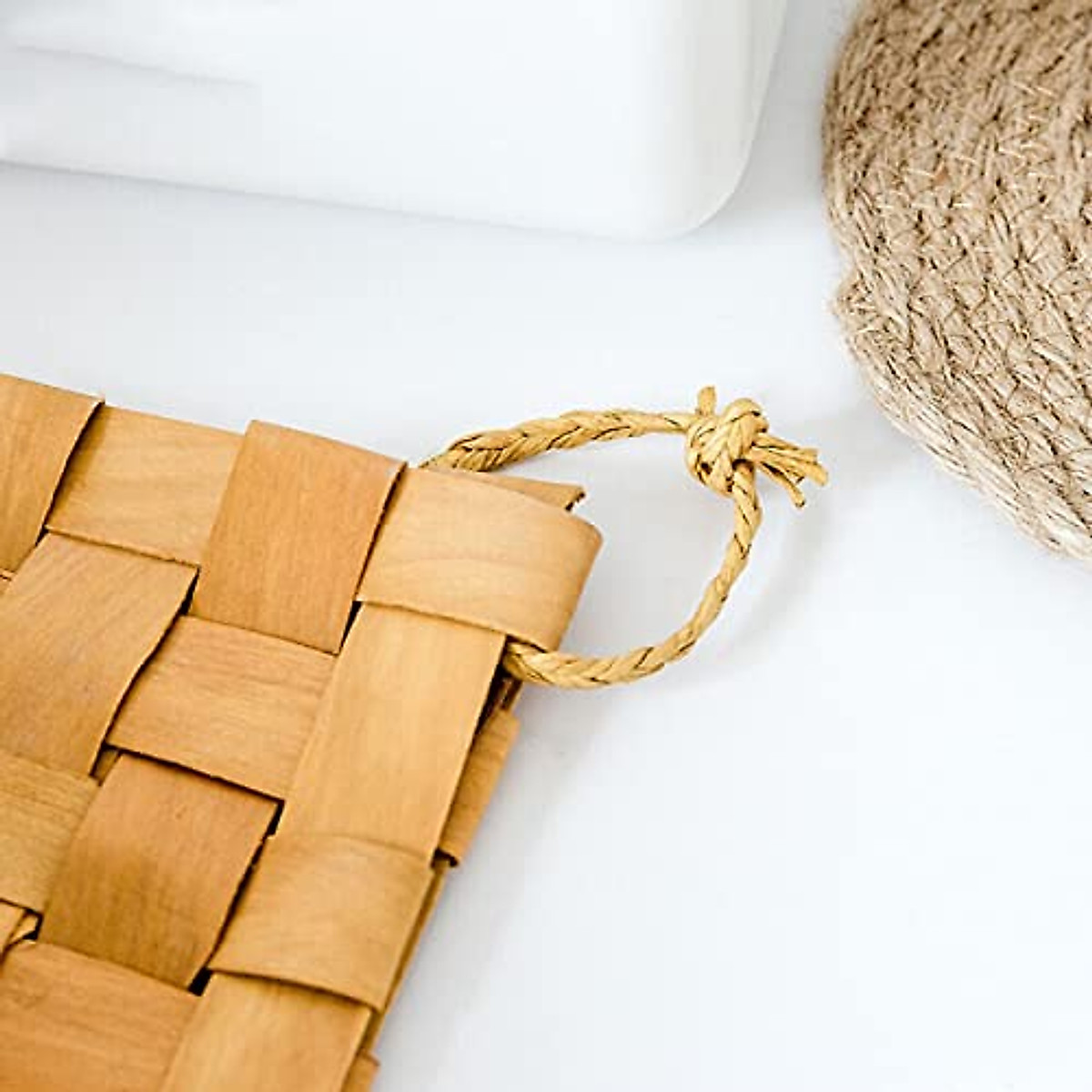 Alipis Wooden Organizer Bag Key Plants Woven Bathroom Clo Wall Basket Household Rope Flower Pocket Home Bin Clothing Mounted Sundries Office Mail Hanging Organiser for Decor Letter