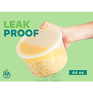 JoyServe 64 oz Plastic Containers with Lids - (Pack of 6) Food Storage Containers Half Gallon Round Plastic Deli Container with Leak-Proof Lid, BPA-Free, Freezer, Dishwasher & Microwave Safe