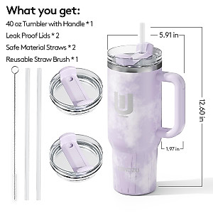 ZUWOZU 40oz Tumbler with Handle, Insulated Tumbler with Straw and Spout Lid, Coffee Mug Stainless Steel Travel Mug Cup for Water, Tea or Iced Coffee, Keeps Cold for 24hrs or Hot for 12hrs, Leak-proof
