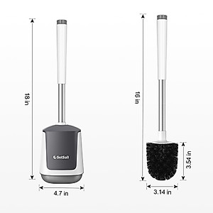 SetSail Toilet Brush and Holder, Automatic Bowl Brushes for Bathroom Ventilated Cleaner Scrubber Cleaning, White-pp