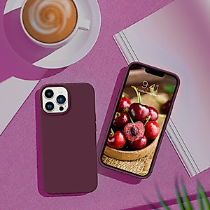 GUAGUA Compatible with iPhone 13 Pro Max Case 6.7 Inch Liquid Silicone Soft Gel Rubber Slim Microfiber Lining Cushion Texture Cover Shockproof Protective Phone Case for iPhone 13 Pro Max, Plum Red