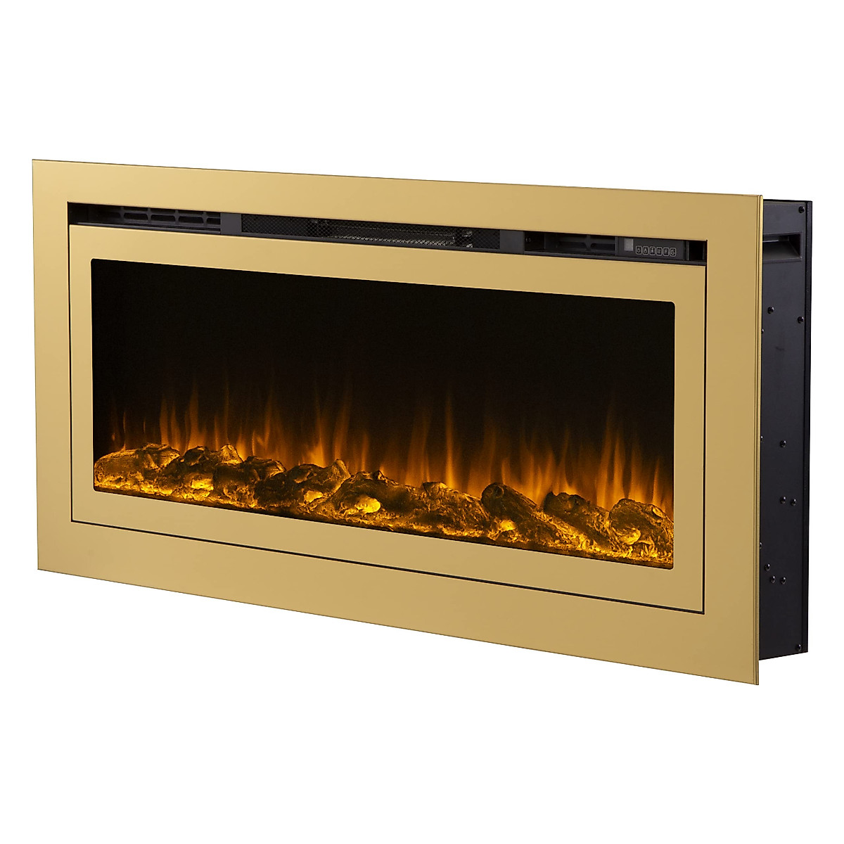 Touchstone Fireplace and TV Mount Bundle - Sideline Deluxe™ 50 Inch Wide Gold Smart Electric Fireplace and Low Profile TV Wall Mount Bracket