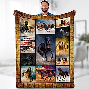 Horse Blanket Gifts for Horse Lovers, Horse Gifts Animal Print Blanket Horse Decor Throw Blankets, Soft Lightweight Cozy Bedding Couch Fleece Flannel Blanket for Adults Kids 60" x 50"