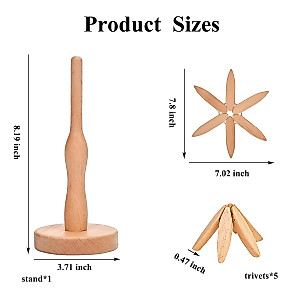 Wooden Trivets for Hot Dishes，Tree Shape Trivet Set，Beech Wood Tree Shape Trivets for Hot Pots and Pans (5 Layers+1 Stand)