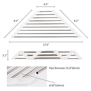 Annaklin Roll Up Dish Drying Rack for Sink Corner, Triangle Heavy Duty Heat Resistant Over The Sink Drying Rack Roll-Up Drainer Mat with White Silicone Grips and Stainless Steel Pipes, 17.5x9.2 inch