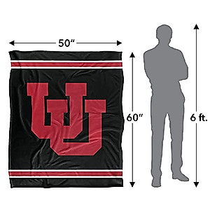 University of Utah Blanket, 50"x60" Primary Logo Stripes Silky Touch Sherpa Back Super Soft Throw Blanket