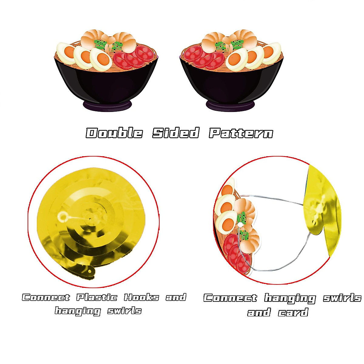 24 Pieces Ramen Hanging Swirls Japanese Noodles Streamers Ramen Hanging Decorations Ceiling Swirls for Ramen Noodles Birthday Party Decorations Party Supplies Baby Showers Decorations