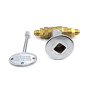 METER STAR 1/2Inch Straight Quarter Turn Shut-Off Valve Kit for NG LP Gas Fire Pits with Chrome Flange Key Valve with 3/8" Flare Adapters